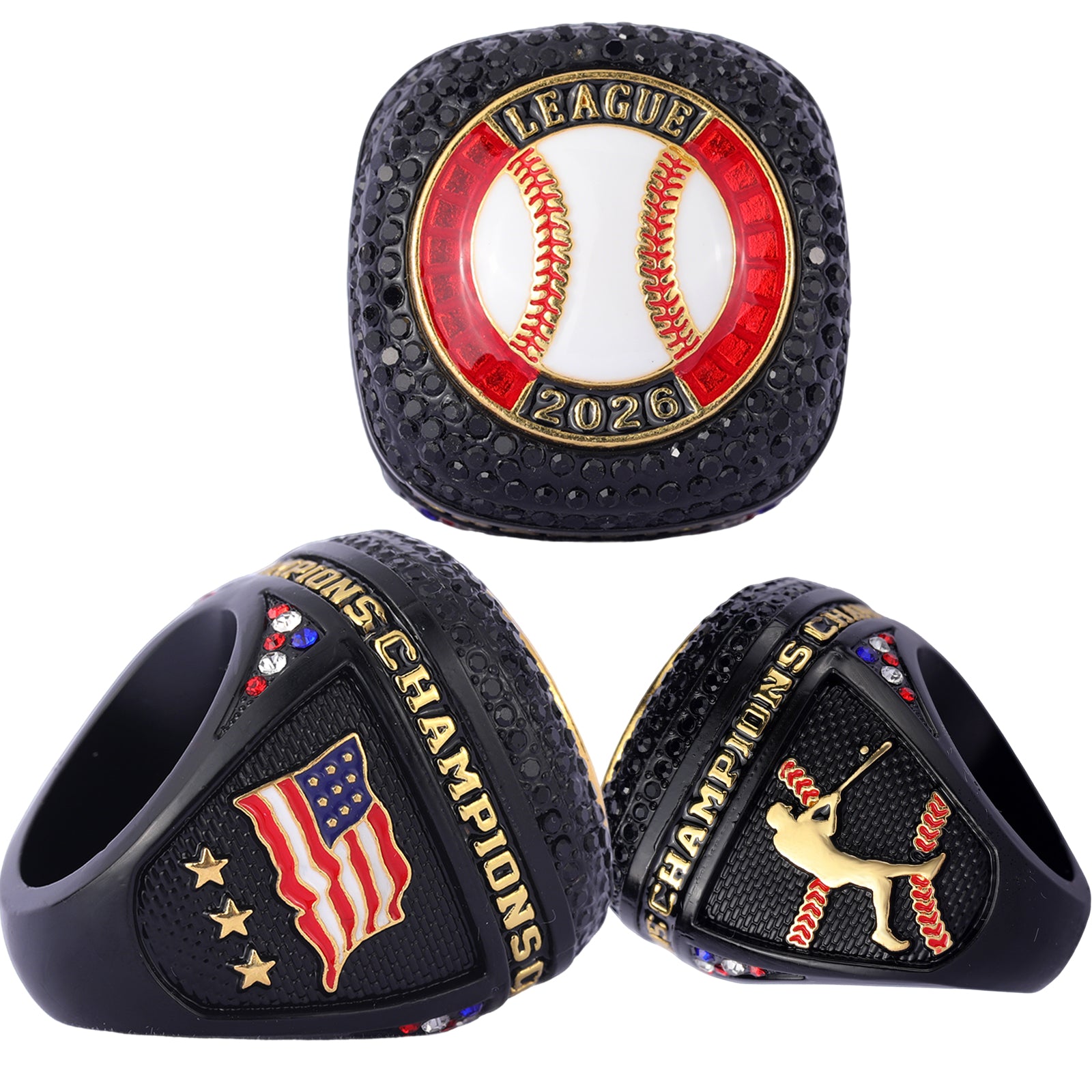 2026 youth boy baseball tourney black gold championship ring size 9.5 ...