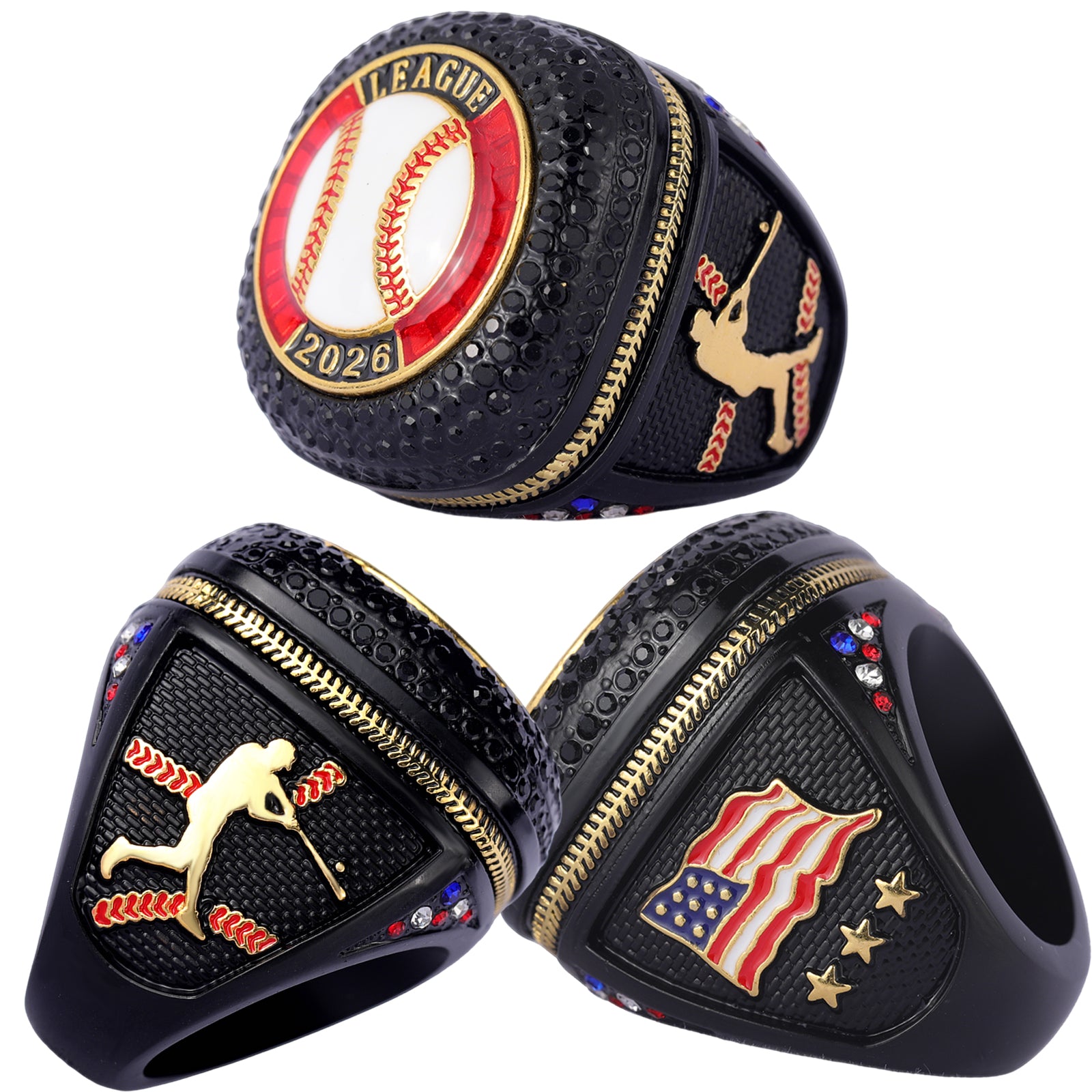 2026 youth boy baseball tourney black gold championship ring size 9.5 ...